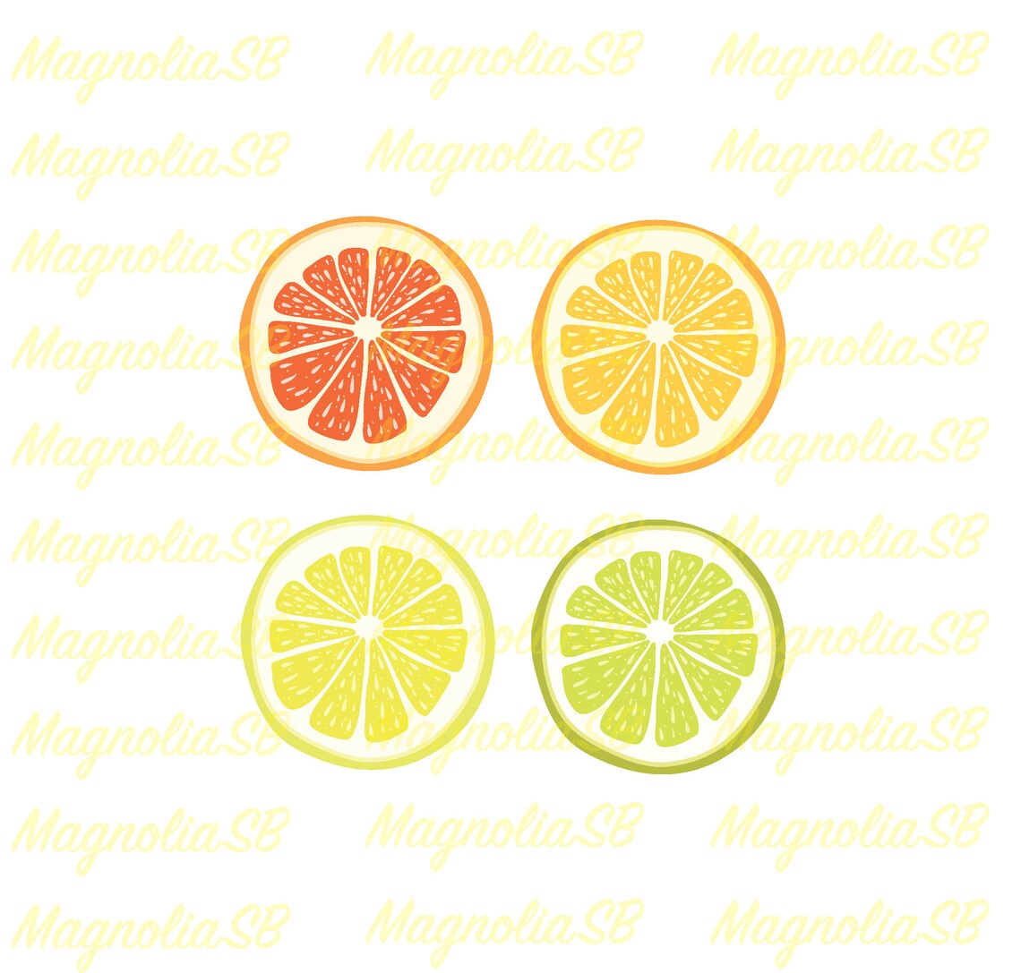 Citrus Fruit Slices Clipart, Lemon, Lime, Orange, Grapefruit (svg, Dxf ...