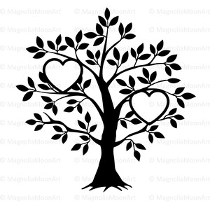 Family Tree With Hearts SVG: 2 Members Reunion Cut File (digital ...