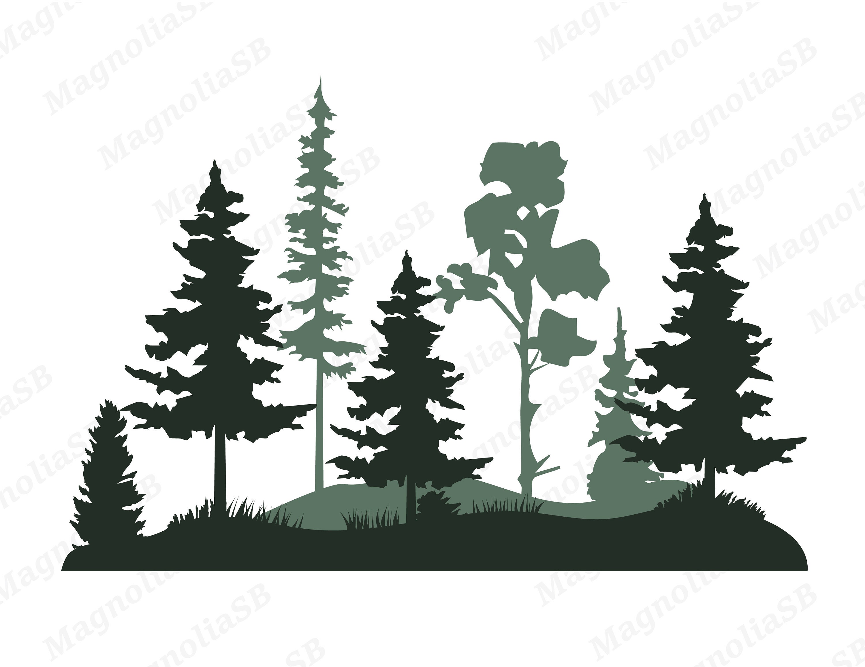 Pine Tree Forest Silhouette
