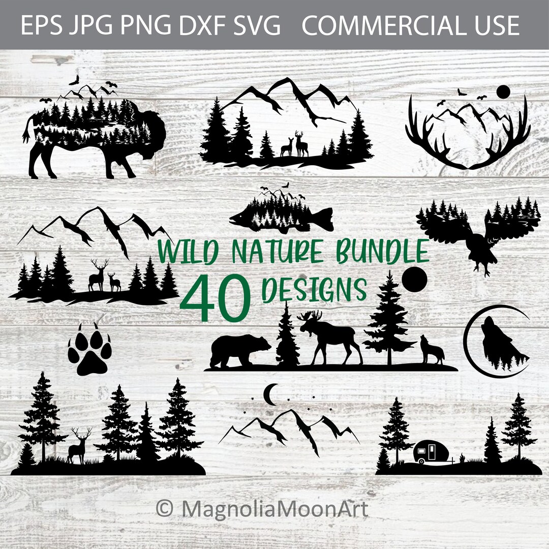 Wilderness SVG Bundle: Forest Animals, Trees Cut Files (digital ...