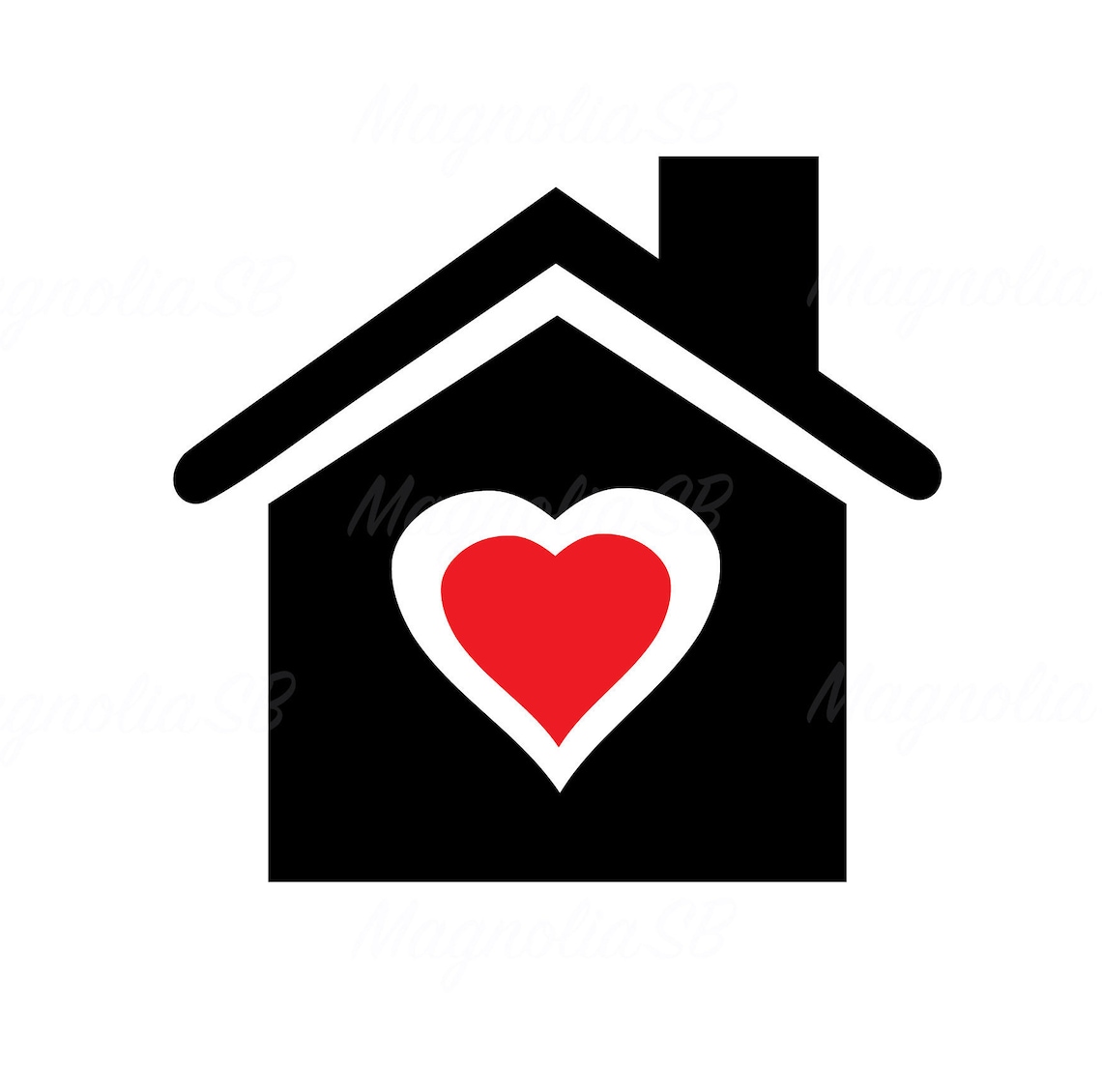 Huis SVG, DXF, huis met hart Clipart, snijden, huis vector, huisvorm ...