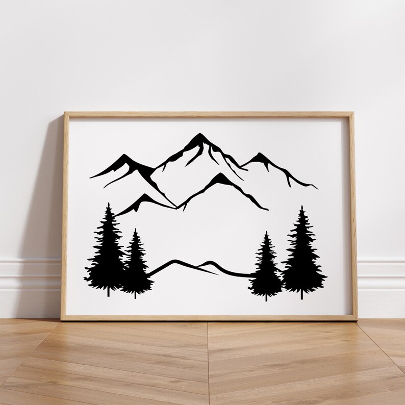 Mountain Range SVG Bundle: Forest Silhouette Clip Art (digital Download ...