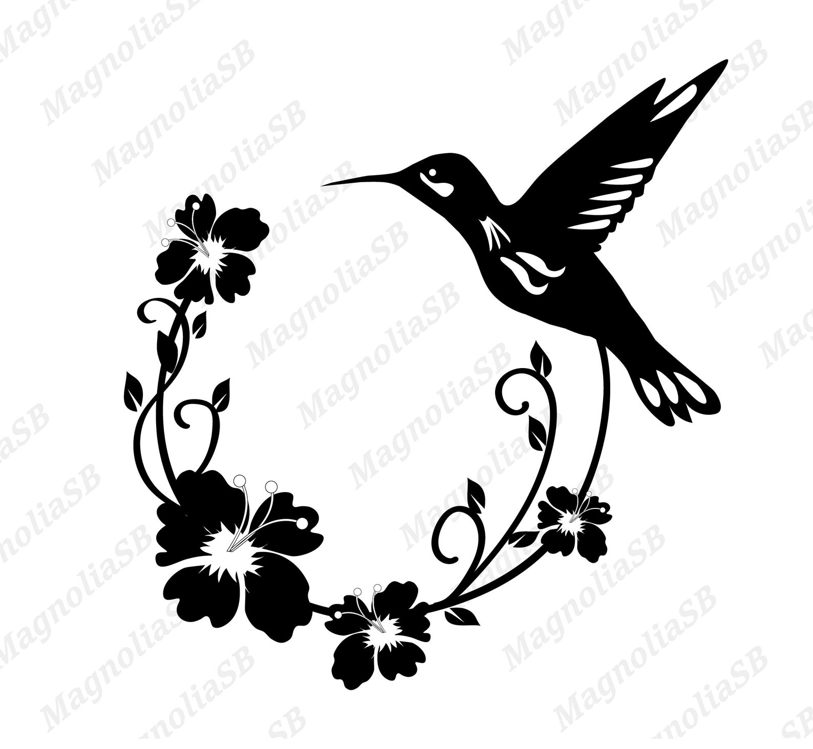 Hummingbird Svg Flowers Svg Floral Frame Svg Floral | Etsy