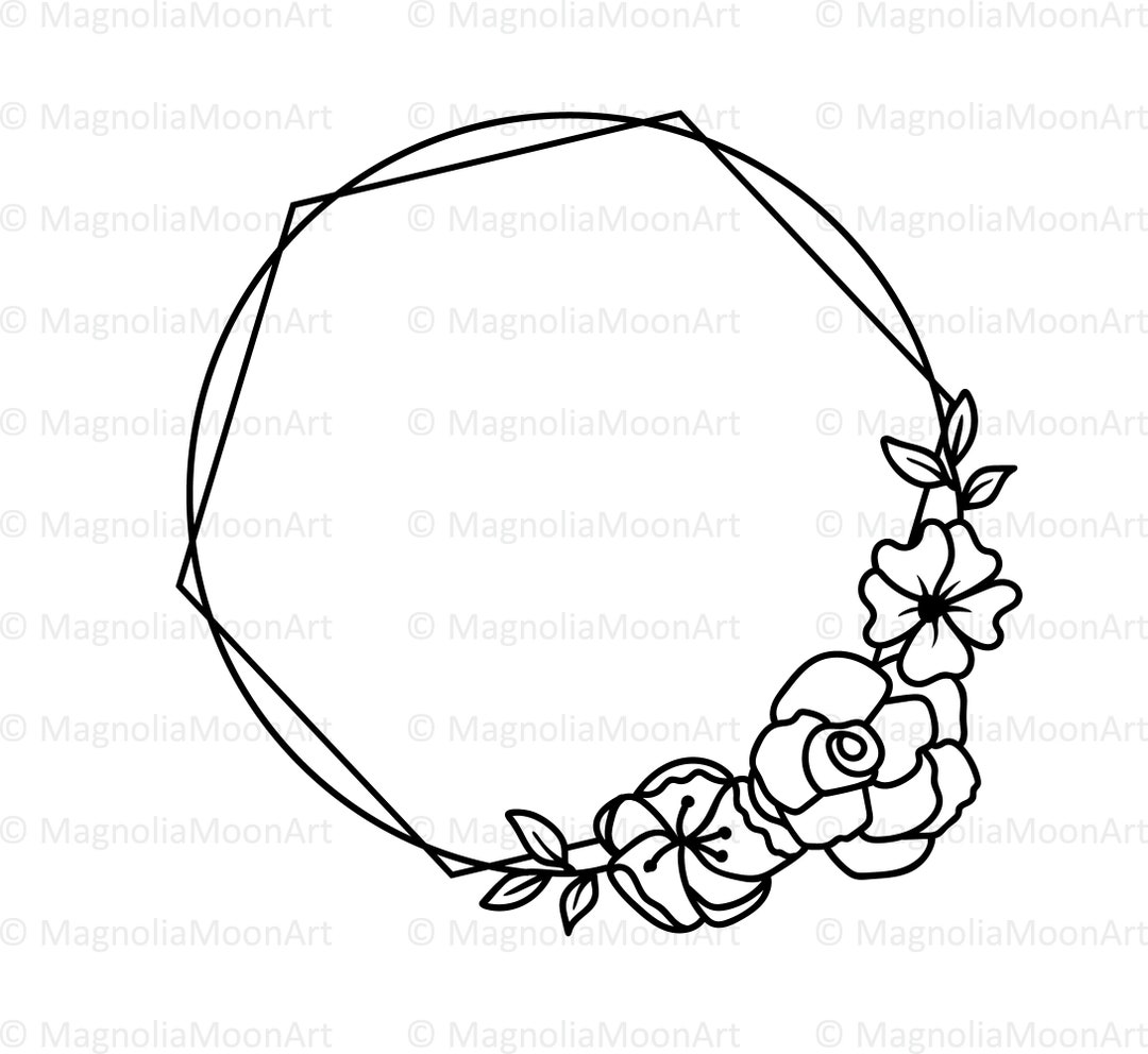Flower Frame Svg, Floral Frame Svg, Rose Frame Svg, Flower Svg, Circle ...
