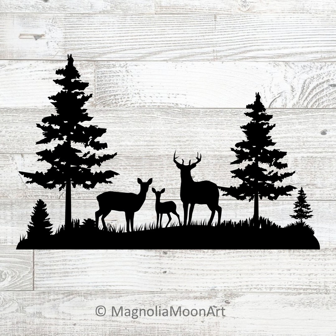 Deer in the Forest Svg, Deer Family Svg, Cut File for Cricut, Deer PNG ...