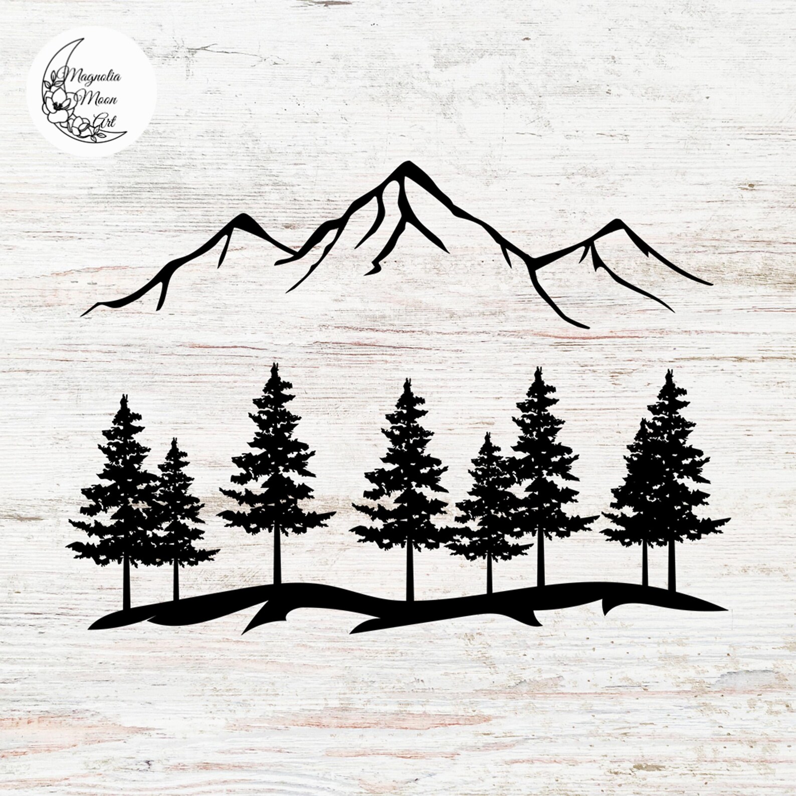 Mountain Range SVG Bundle: Forest Silhouette Clip Art (digital Download ...