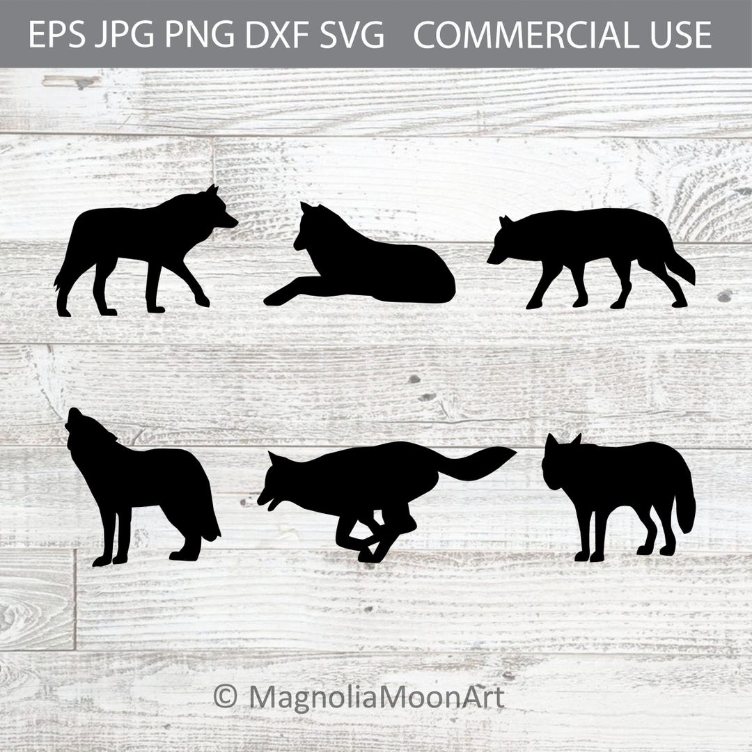 Paquete de lobos svg, lobo aullando svg, vector de animal salvaje ...