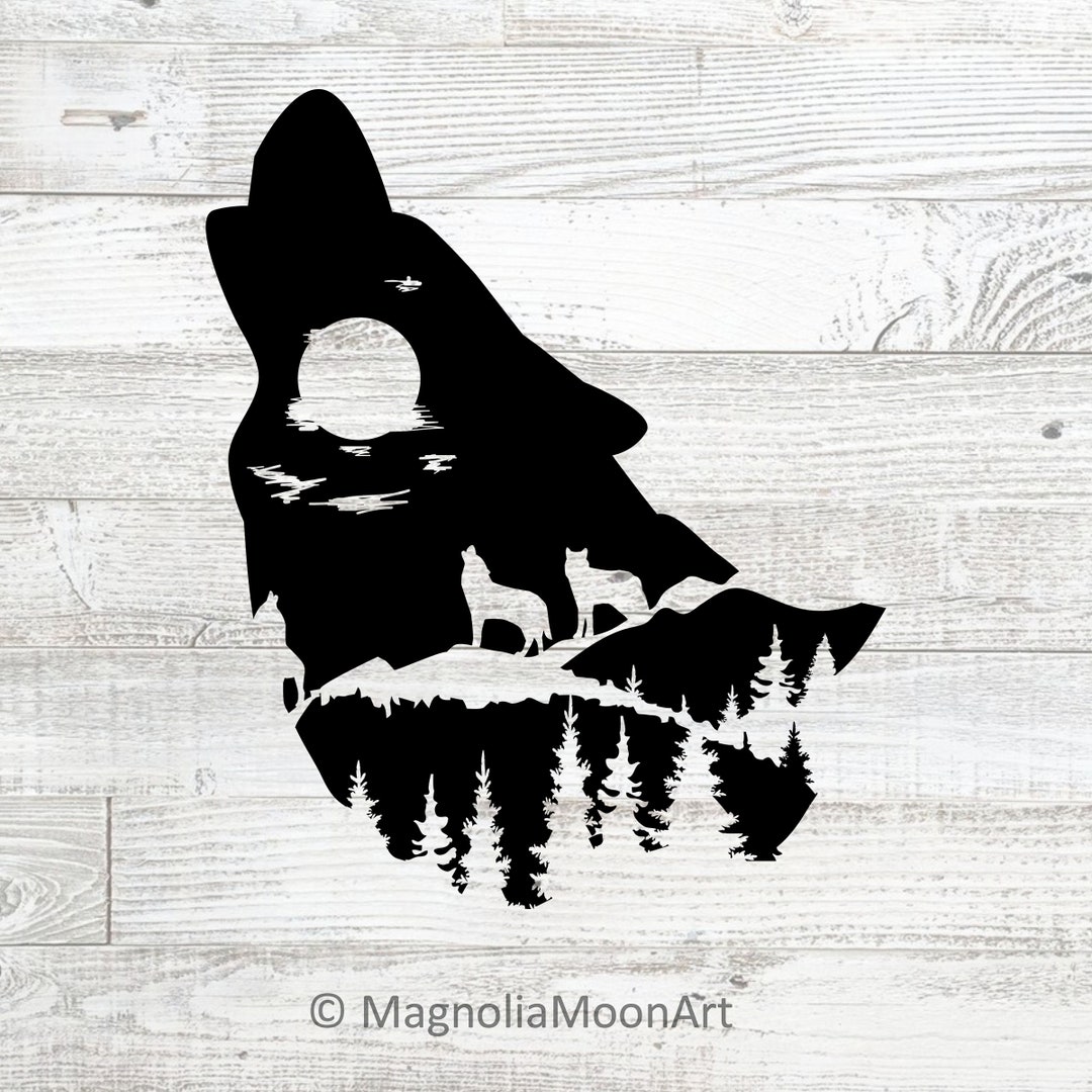 Howling at the Moon Wolf SVG File, Cut File for Cricut, Forest and ...
