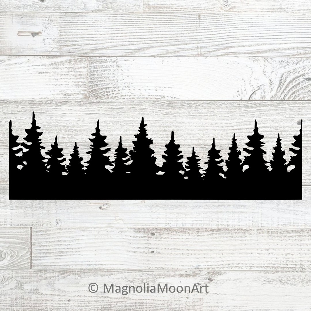 Forest Line Svg, Forest Svg, Trees Clip Art, Cut File for Cricut, Fir ...