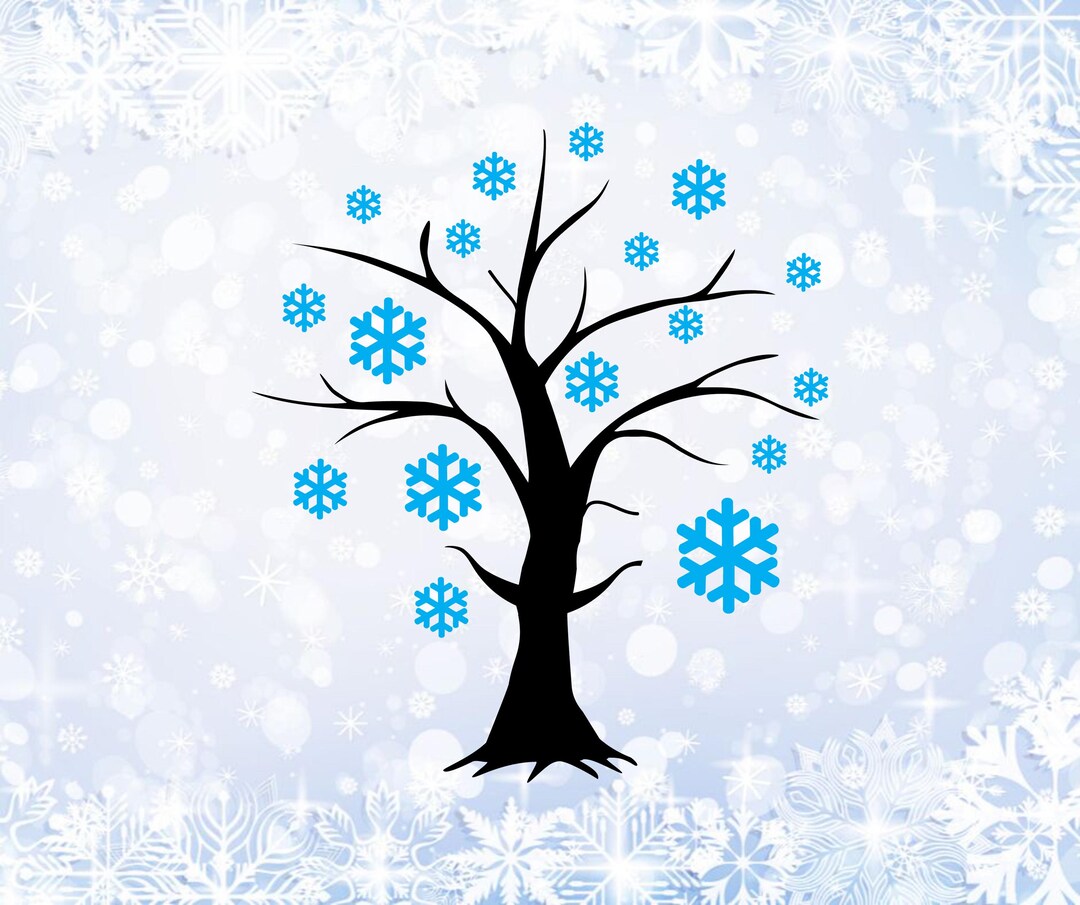 Winter Snow Tree Svg Cut File Christmas Scene Digital Download - Etsy