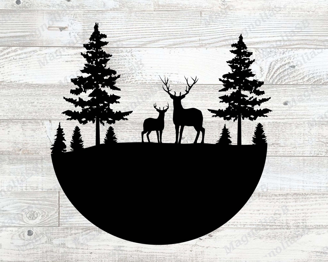 Deer Svg Cut File for Cricut Forest Svg Pine Tree Svg Deer - Etsy