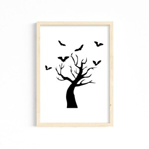 Tree With Bats Svg, Cut File for Cricut, Halloween Svg, Dxf File for ...