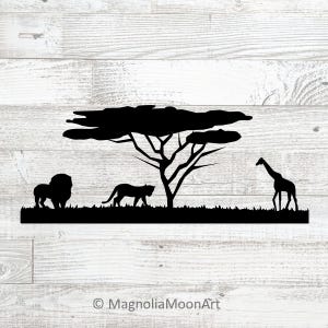 African Animal Safari SVG File, African Scene Clipart, Lion Cheetah and ...