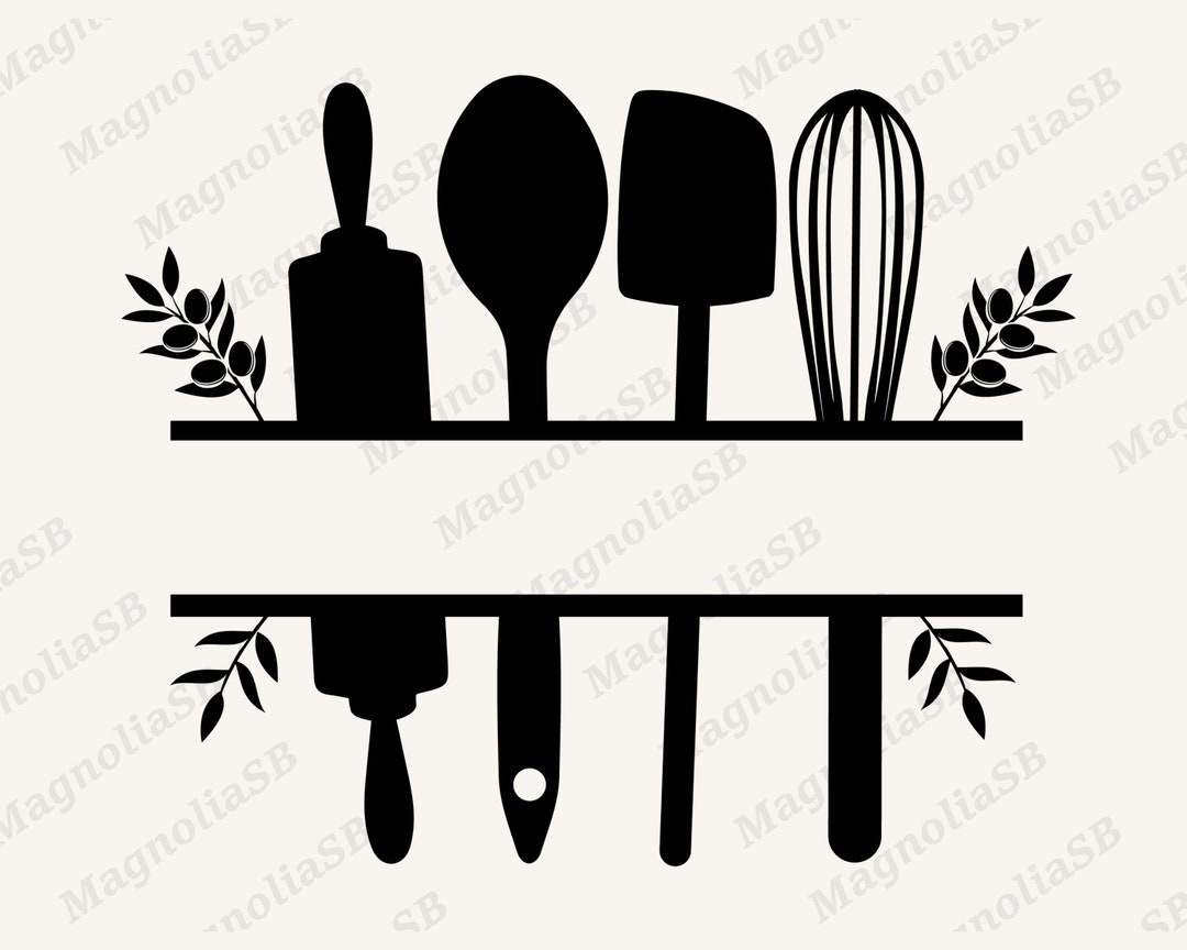 Kitchen Utensils Split Frame SVG: Cooking Decor Cut File (digital ...