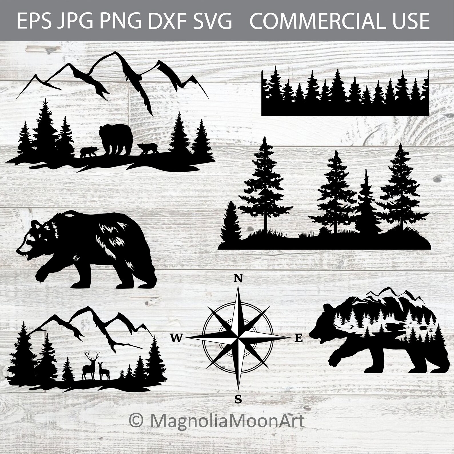 Wilderness SVG Bundle: Forest Animals, Trees Cut Files (digital ...
