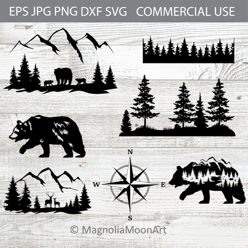 Wilderness SVG Bundle: Forest Animals, Trees Cut Files (digital ...