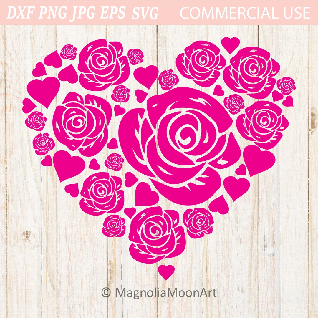 Rose Heart SVG, Floral Heart Svg, Rose Heart Png, Cut File for Cricut ...