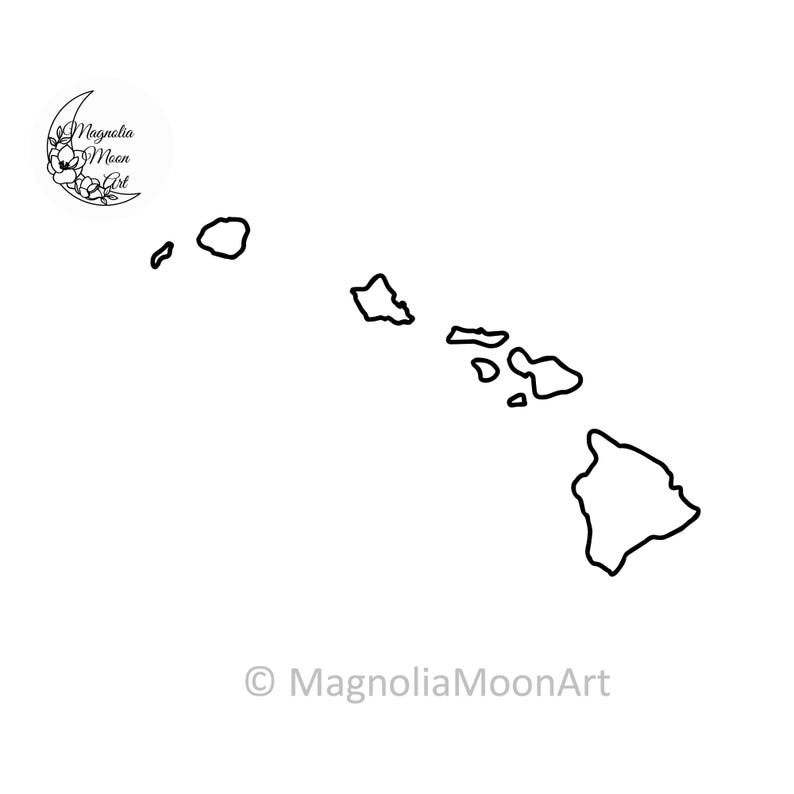 Hawaii Outline SVG: HI State Map Vector Cut File (digital Download ...