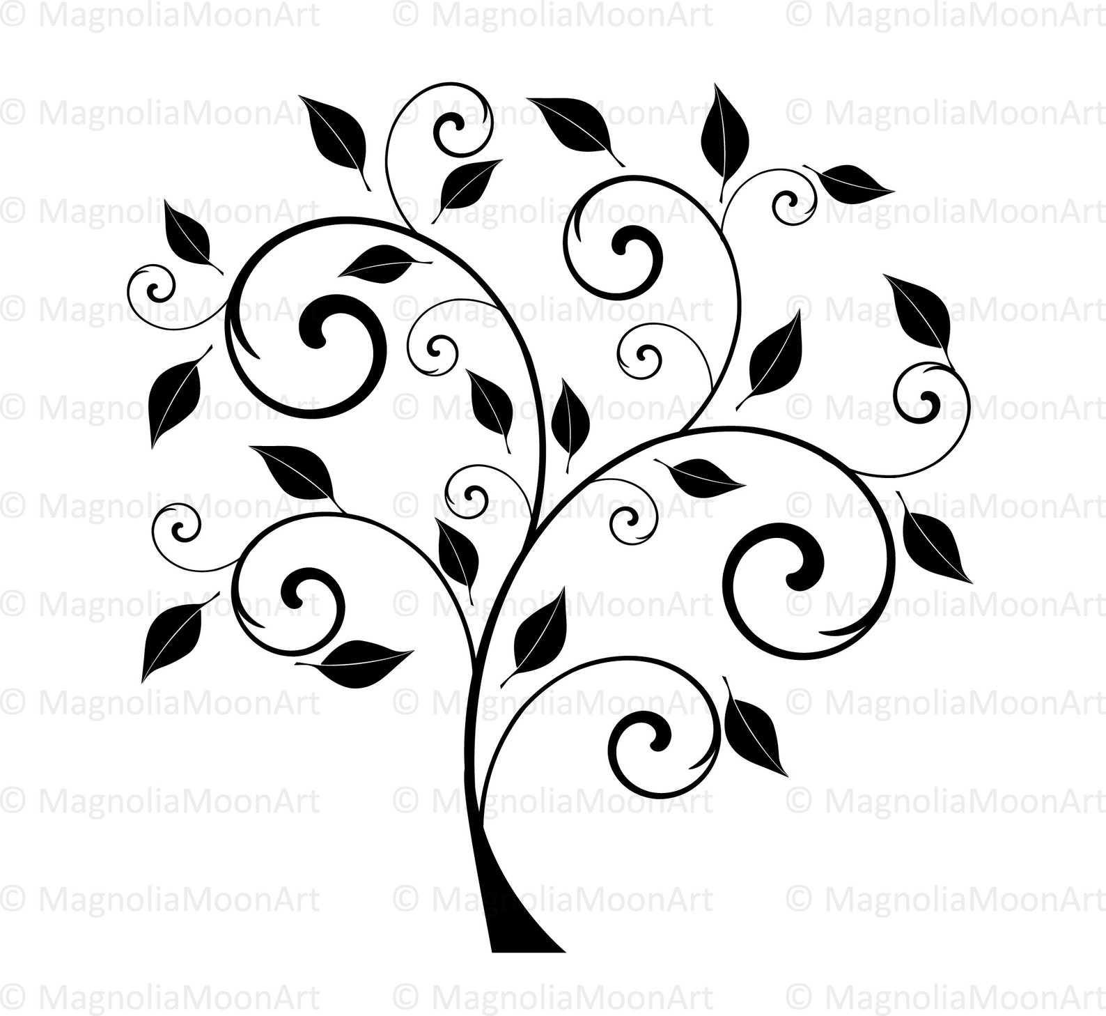 Swirl Tree SVG, Leaves Silhouette, Cut File (digital Download) - Etsy