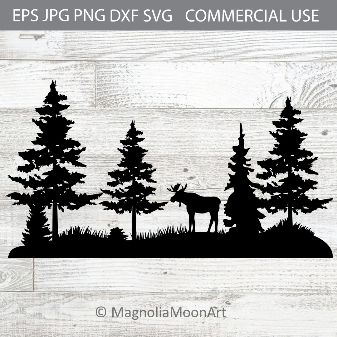 Moose in the Woods Svg, Moose in the Forest Svg, Dxf, Cut File for ...