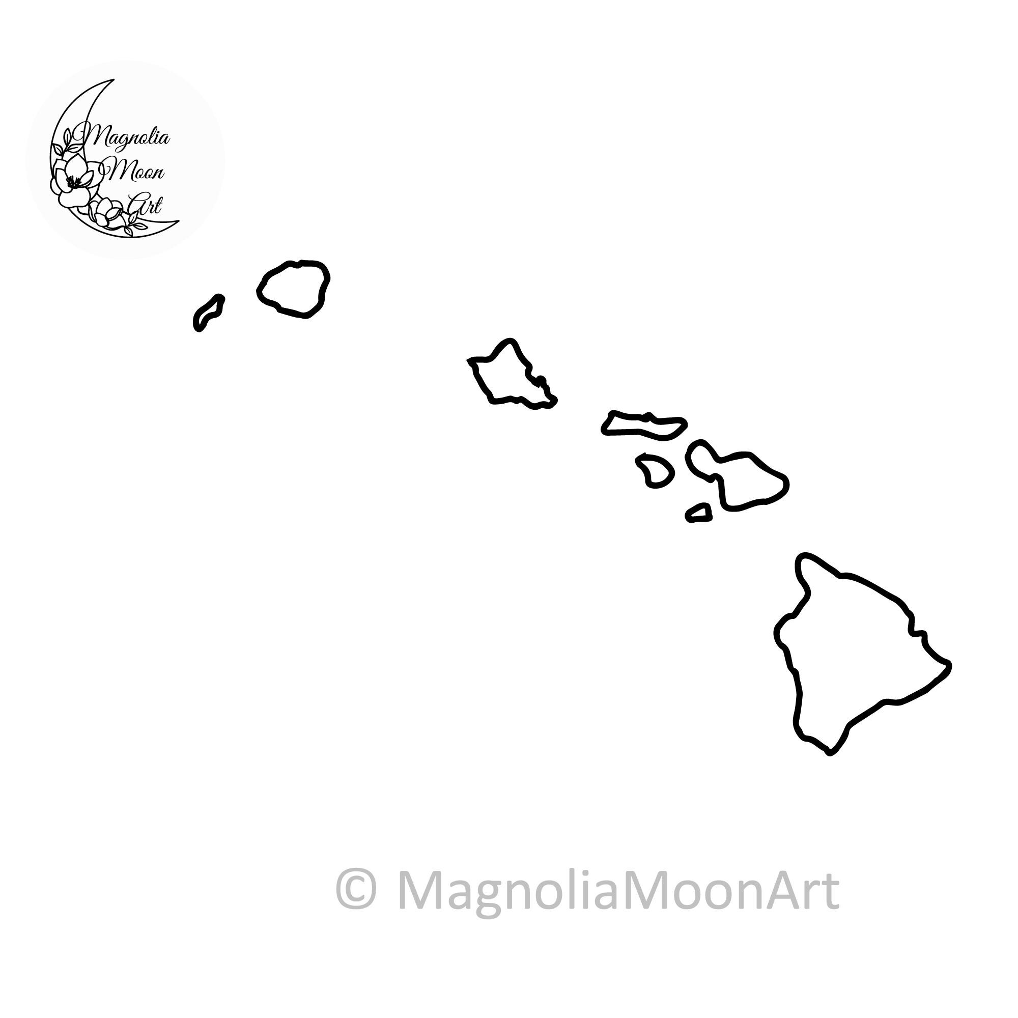 Hawaii Outline SVG: HI State Map Vector Cut File (digital Download ...