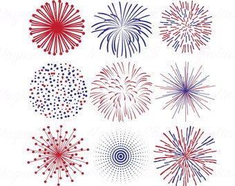 Fireworks 4th of July SVG DXF Clipart Cutting Fireworks | Etsy