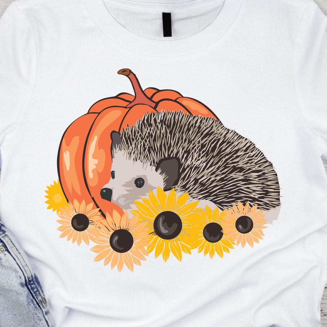 Fall Hedgehog PNG: Pumpkin Flowers, Thanksgiving Clipart (digital ...