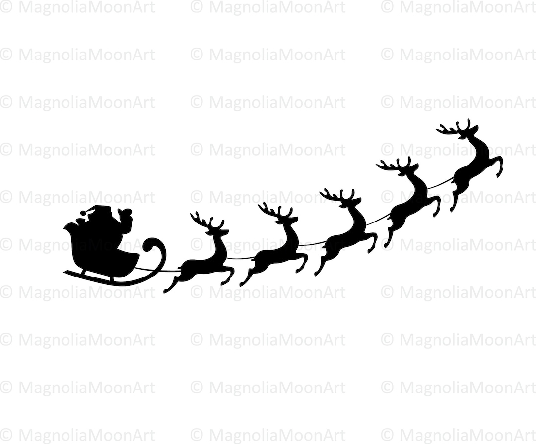 Santa Claus Flying With Reindeer SVG, Shirt Design, PNG, Dxf, Santa ...