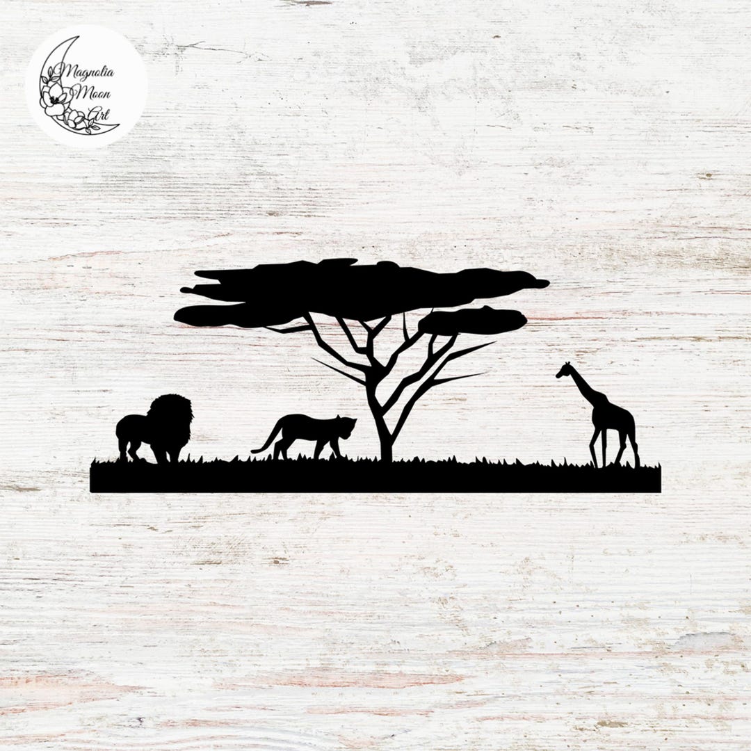 African Animal Safari SVG File, African Scene Clipart, Lion Cheetah and ...