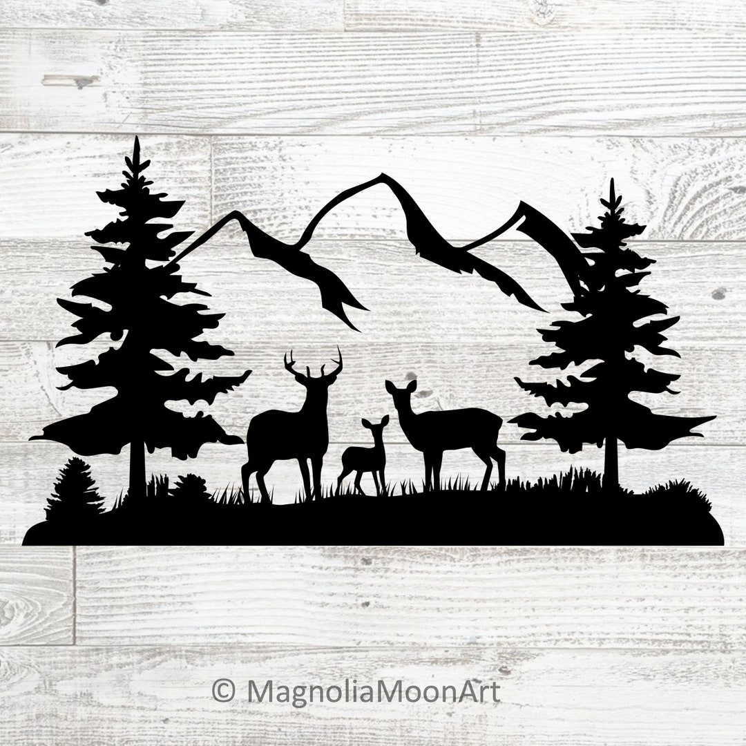 Deer Family Svg, Deer in the Woods Svg, Cut File for Cricut, PNG ...