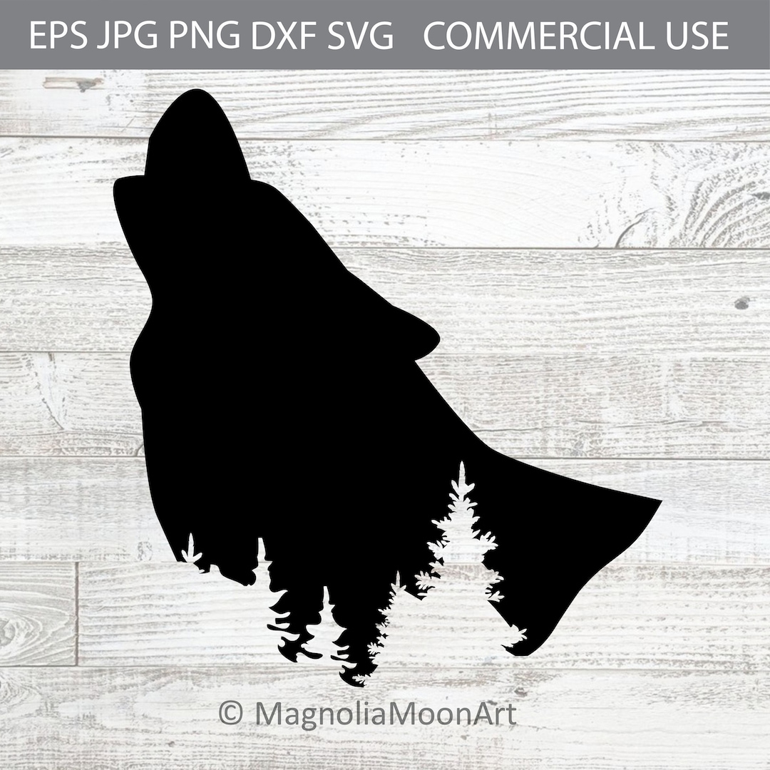 Howling Wolf SVG, Howling Wolf DXF, Wolf Clipart, Cutting, Fantasy ...