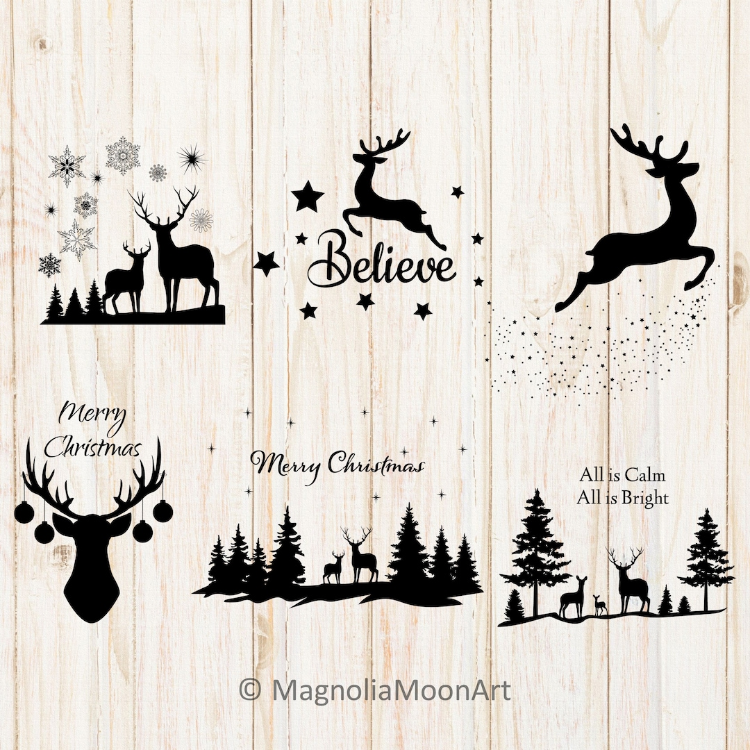 Christmas Deer Bundle Svg, Christmas Scene Svg, Cut File for Cricut ...