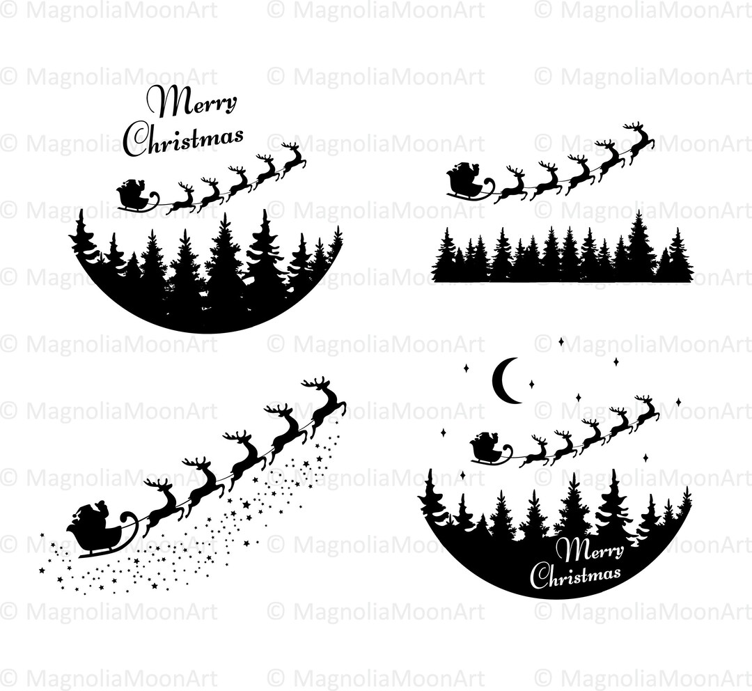 Santa Claus Reindeer Sleigh SVG Bundle: Christmas Forest Cut Files ...