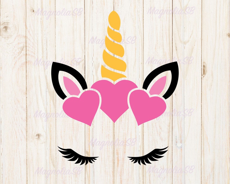 Unicorn With Hearts SVG DXF Cute Unicorn Face Clip Art Cut - Etsy