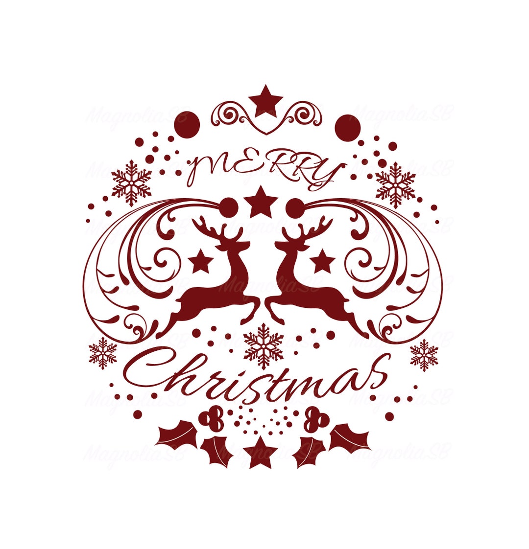 Christmas Frame With Reindeer SVG Christmas DXF Clipart - Etsy