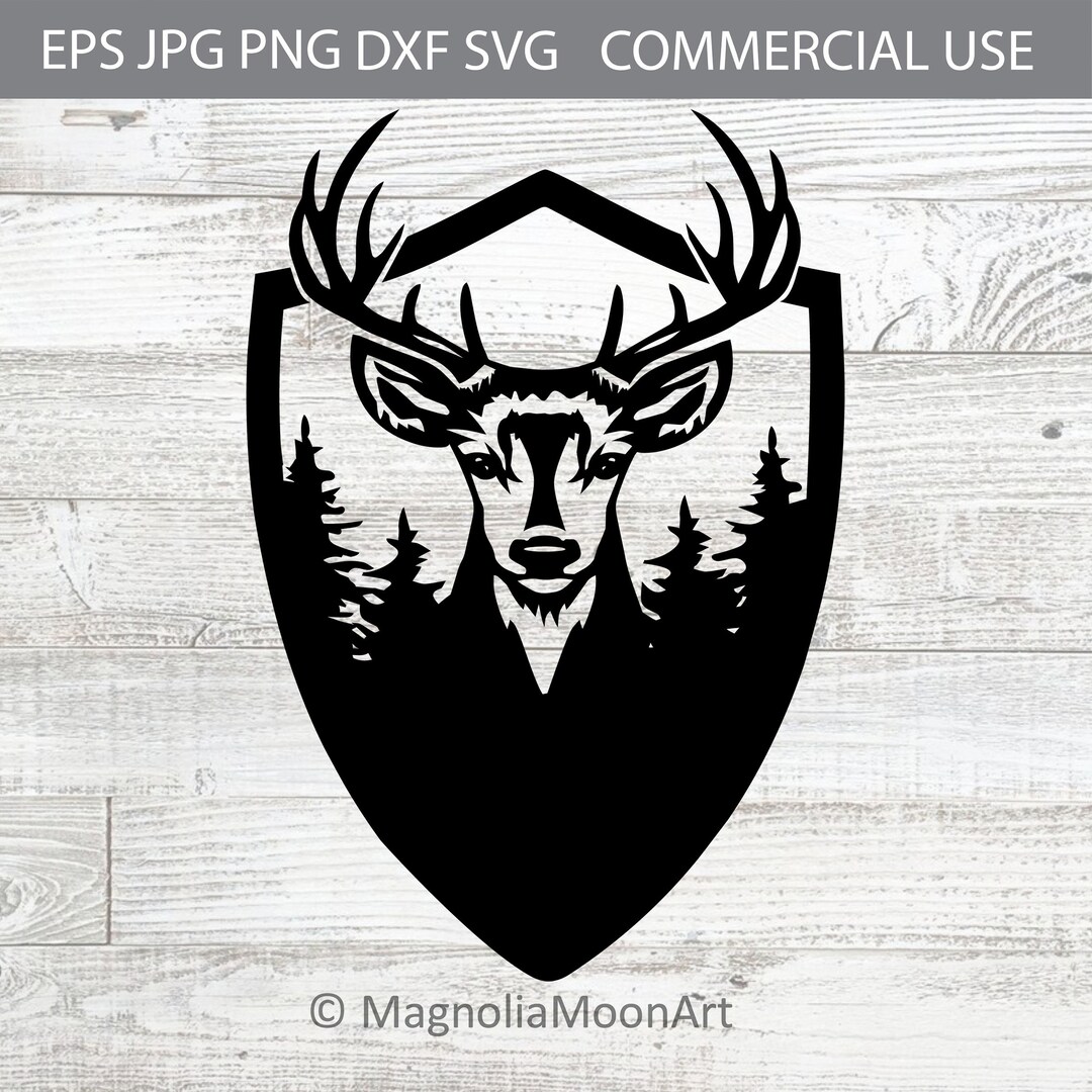 Deer Head Shield SVG: Forest Silhouette Cut File (digital Download) - Etsy