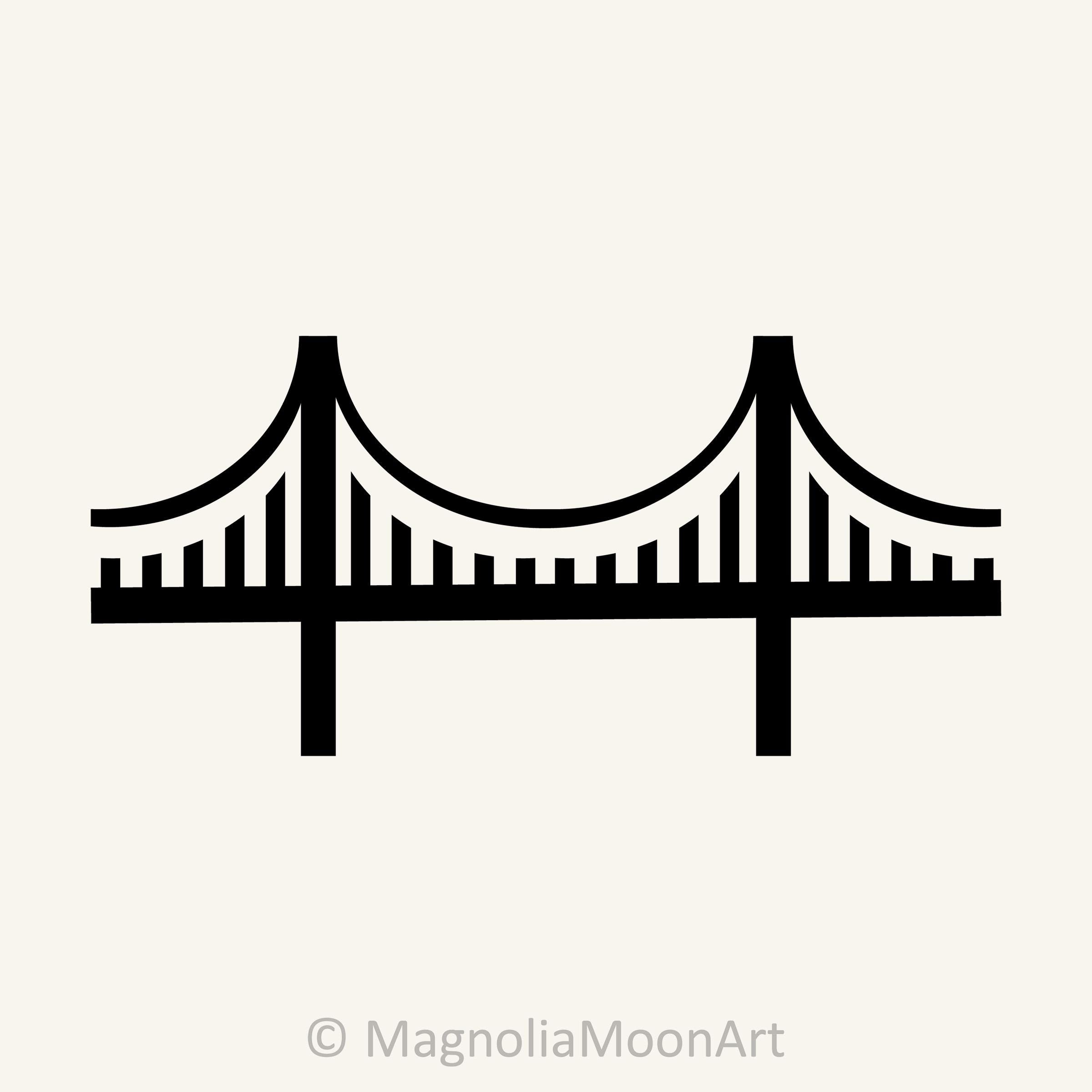 Golden Gate Bridge SVG Bundle: San Francisco Silhouette Clipart ...