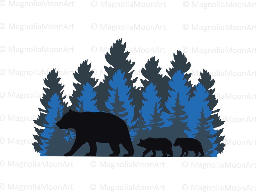 Mama Bear Svg, Bear and Forest Svg, Cut File for Cricut, PNG, Jpg, Dxf ...