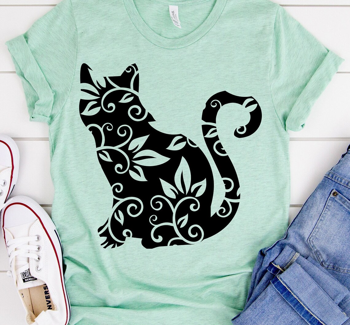 Floral Cat Svg Cat Svg Cut File for Cricut Floral Kitten - Etsy