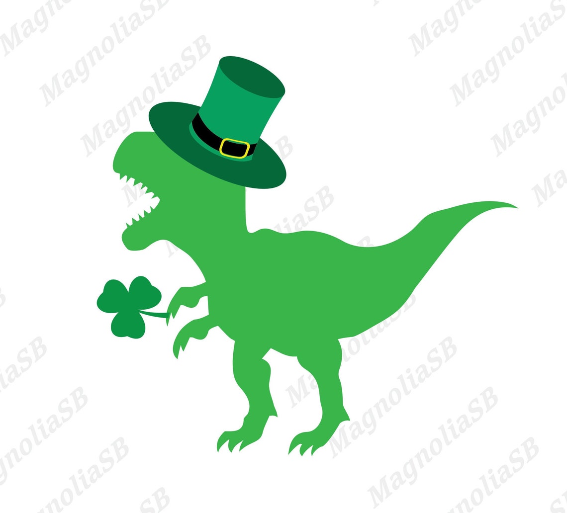 T-rex With Shamrock Svg Irish Svg T-rex in a Hat Cut File - Etsy