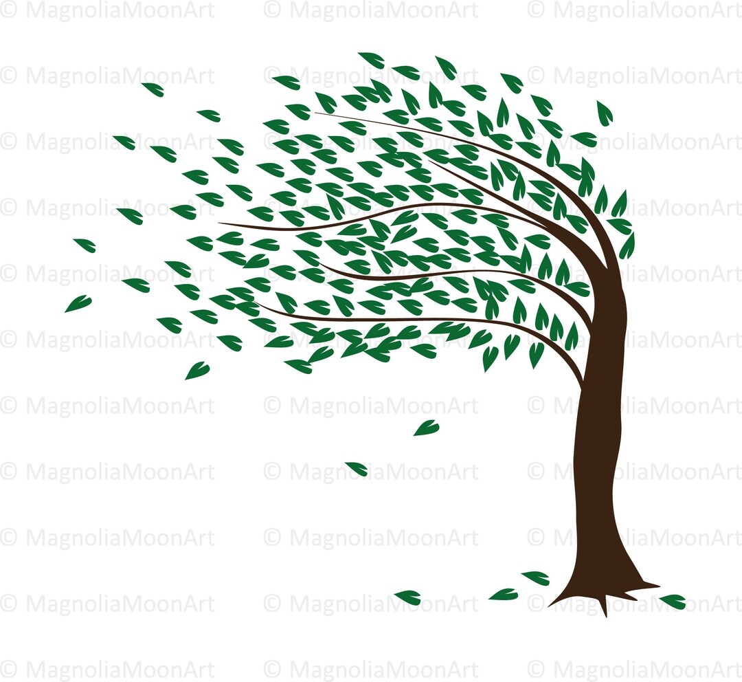 Tree in the Wind SVG, Tree PNG, Cut File for Cricut, Green Leaves Svg ...
