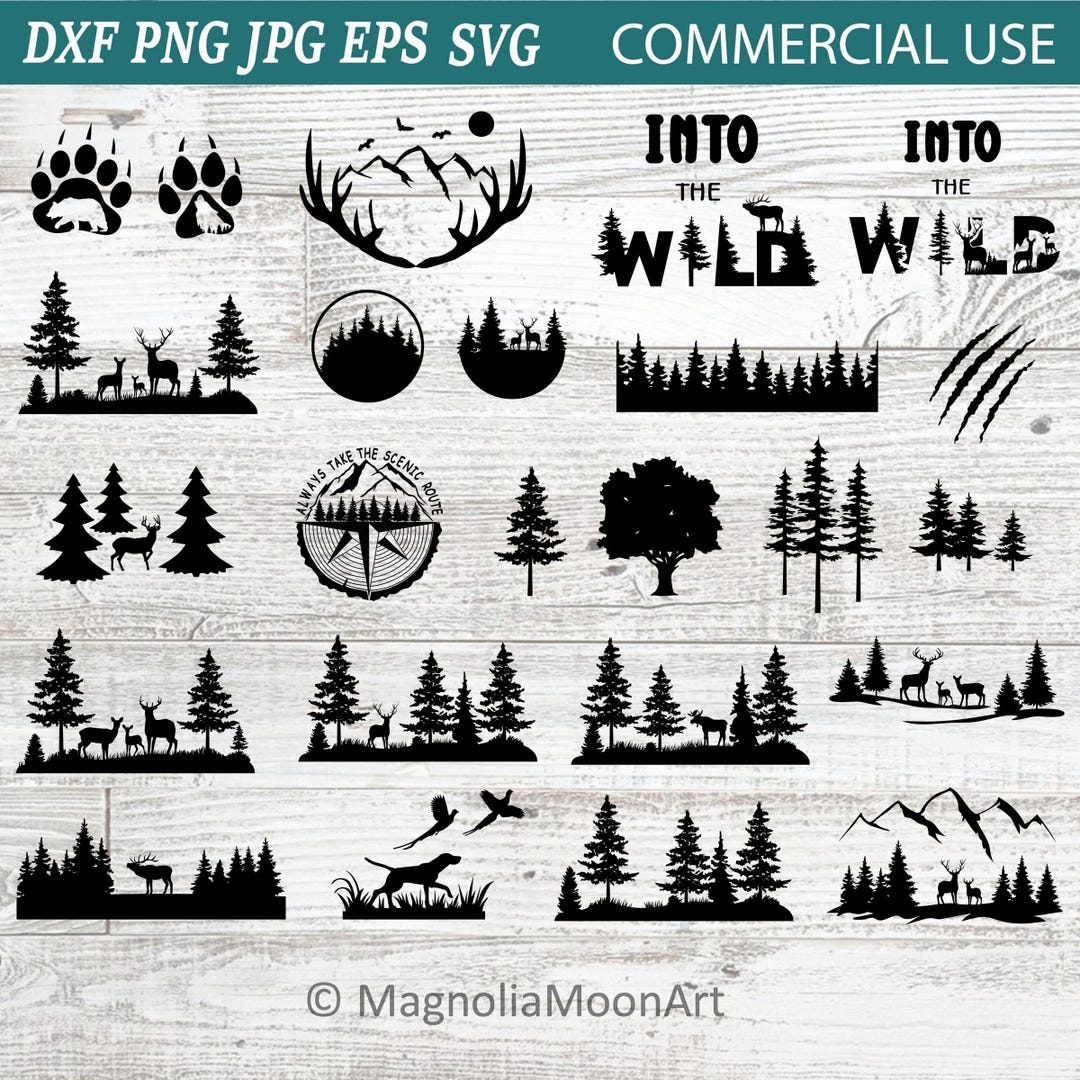 Forest Animals SVG Bundle: Wilderness Adventure Clip Art (digital ...
