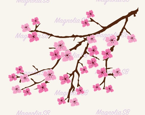 Blossom Branch Svg Dxf Cherry Blossom Svg Cut File For Etsy