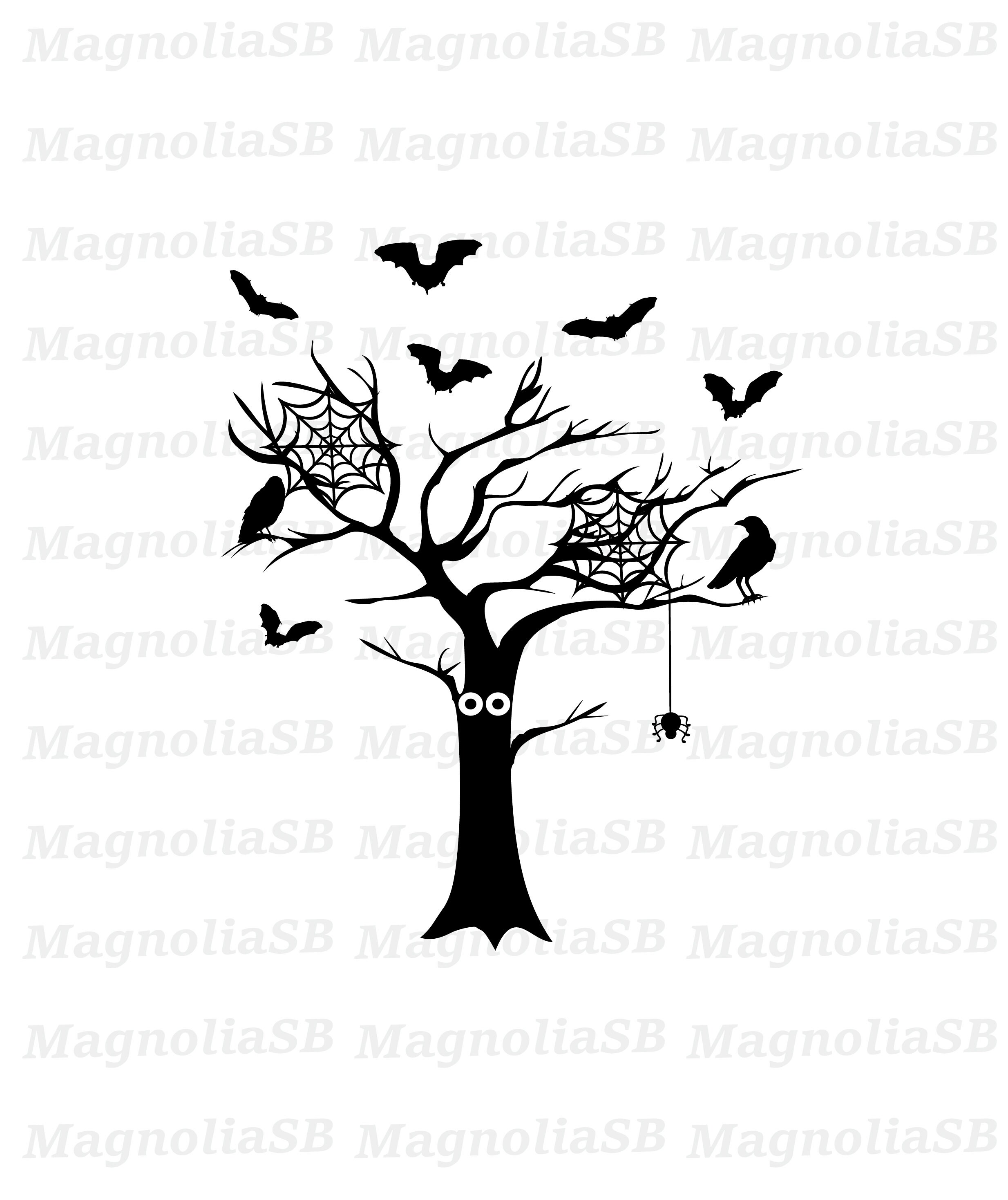 Scary Tree Svg Halloween Svg Spooky Tree Tree With Bats | Etsy