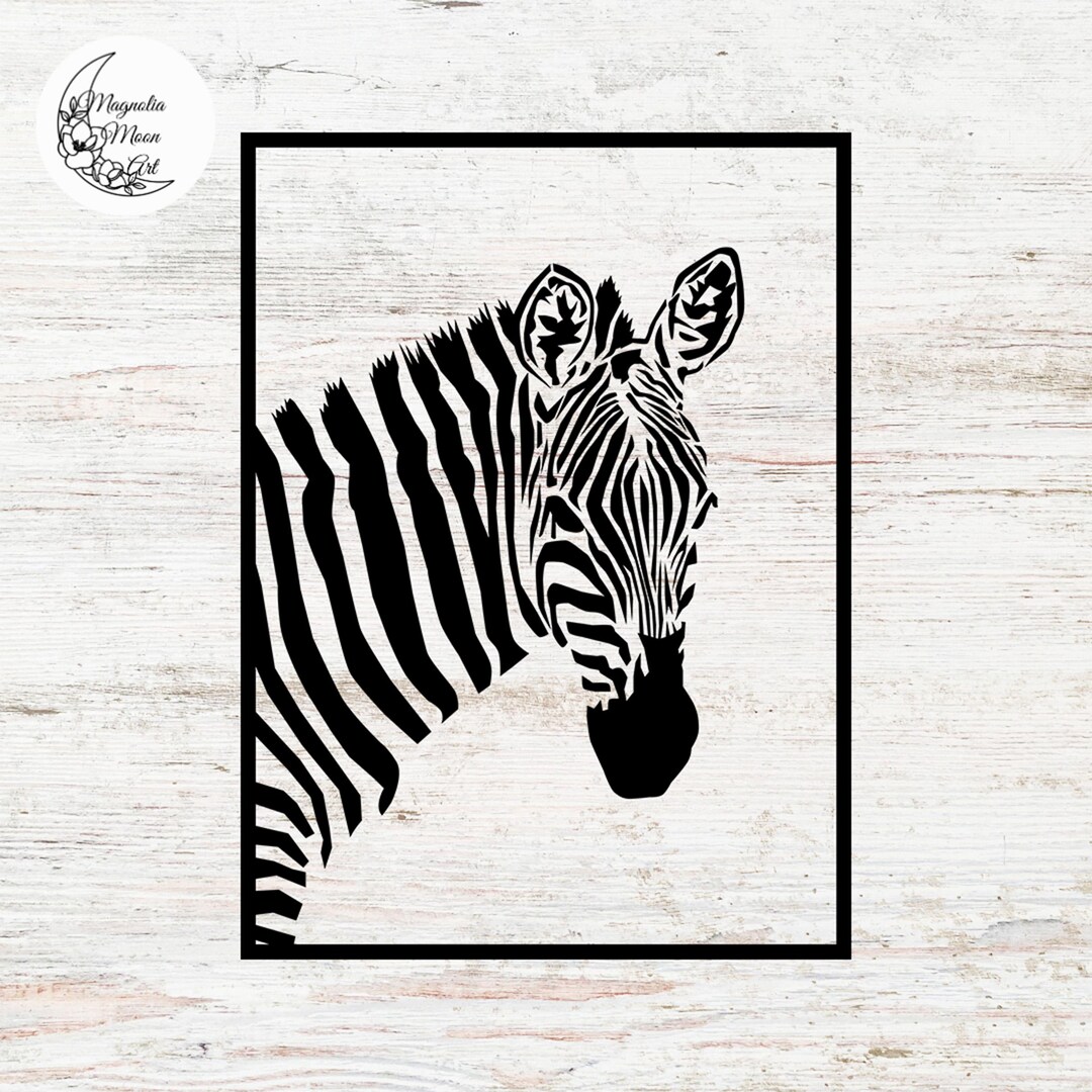 Zebra Framed Svg File, Zebra Head Clip Art, African Animal Svg, Cut ...