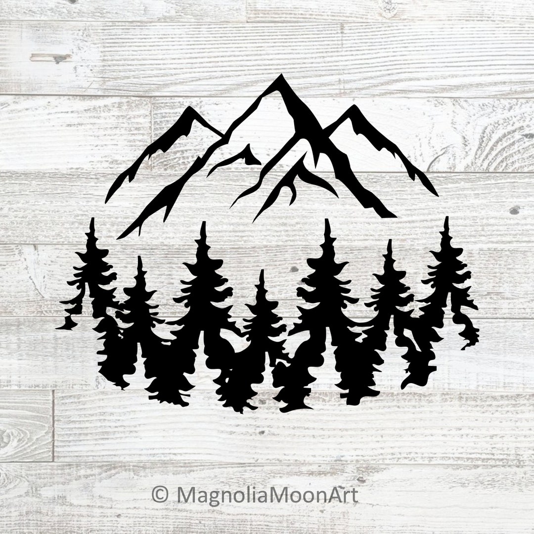 Mountains and Tree Line SVG. Mountains and Forest Svg. Mountains and ...