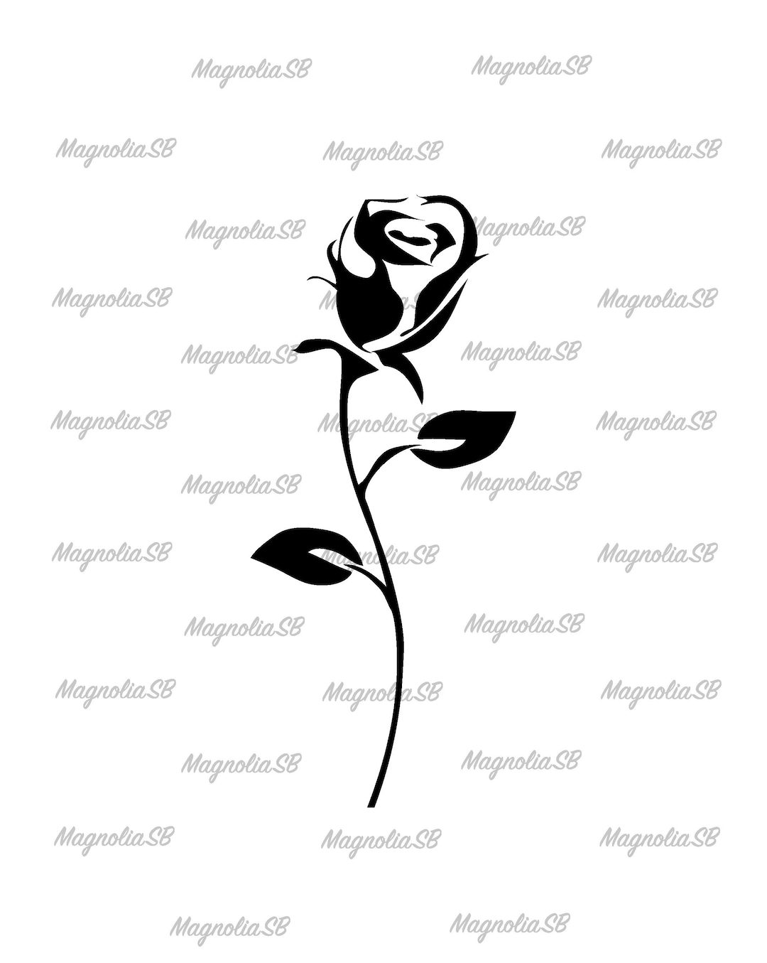 Rose SVG, DXF, Rose Clipart, Rose File, Cutting, Flower, Rose Vector ...