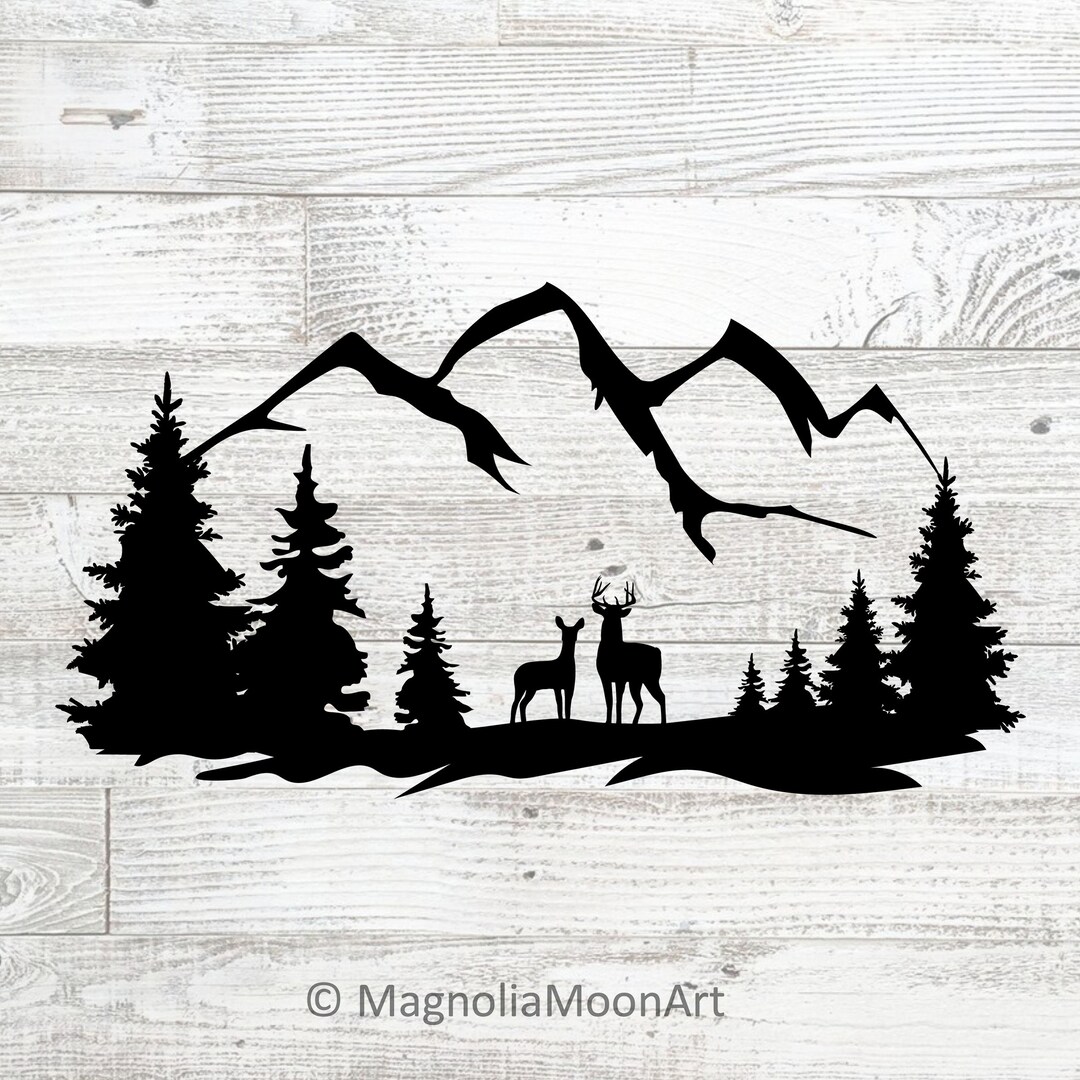 Deer and Doe in the Forest SVG, White-tail Buck and Doe Svg, Wilderness ...