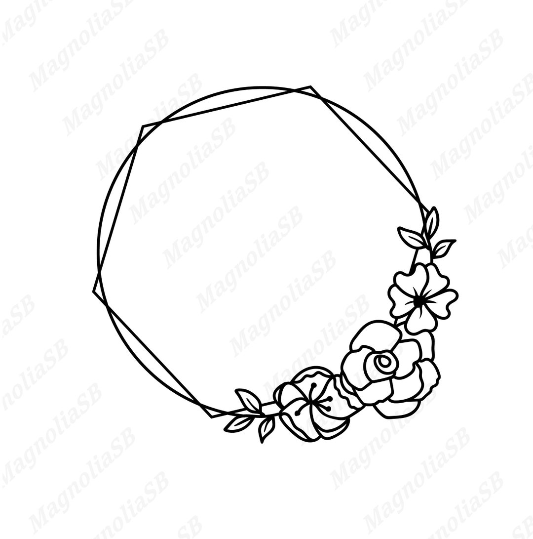 Flower Frame Svg, Floral Frame Svg, Rose Frame Svg, Flower Svg, Circle ...