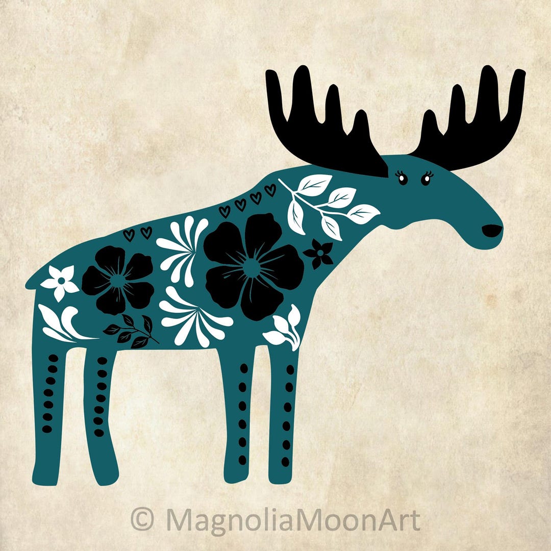 Scandinavian Moose Svg, Nordic Woodland Svg, Folk Art Svg, Icelandic ...